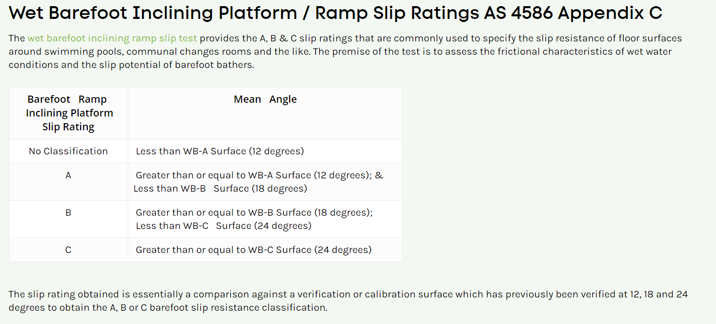 Measuring slip resistance of a flooring system on dry and wet. The ...